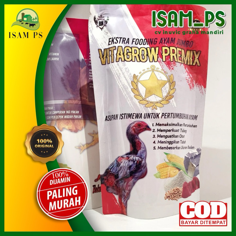 Jual VITAGROW PREMIX 200gr pakan tambahan ayam masa pertumbuhan vitamin ...