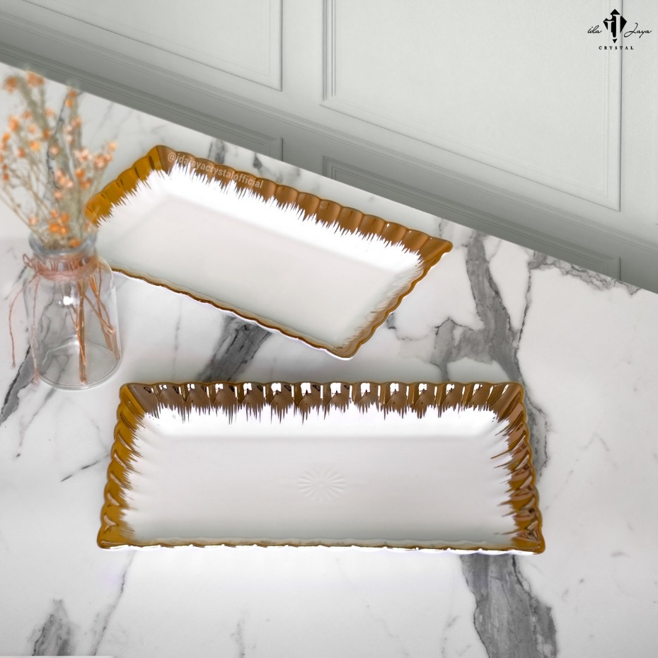 Jual Piring Saji Segi List Gold | Shopee Indonesia