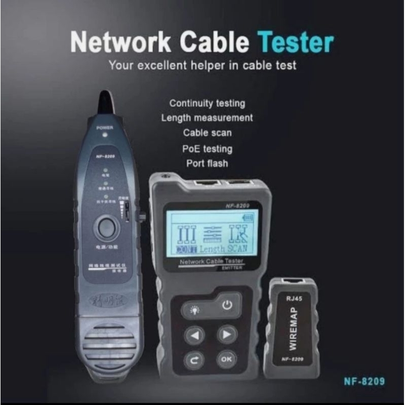Jual NOYAFA NF-8209 LAN Tester Measure Cable Length POE Wire Tracker ...