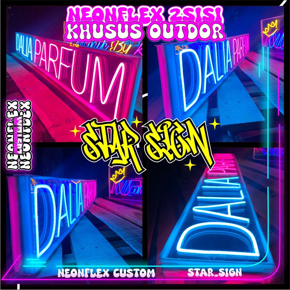 Jual STAR SIGN Neon Sign Nama Custom 2 Sisi Outdoor Lampu Huruf Led ...