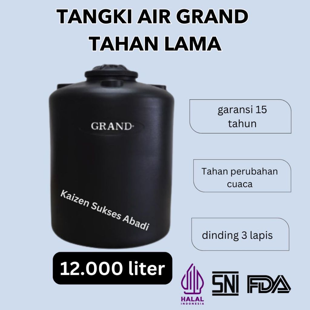 Jual tandon tangki toren air plastik merek grand GBL 12000 10000 liter ...
