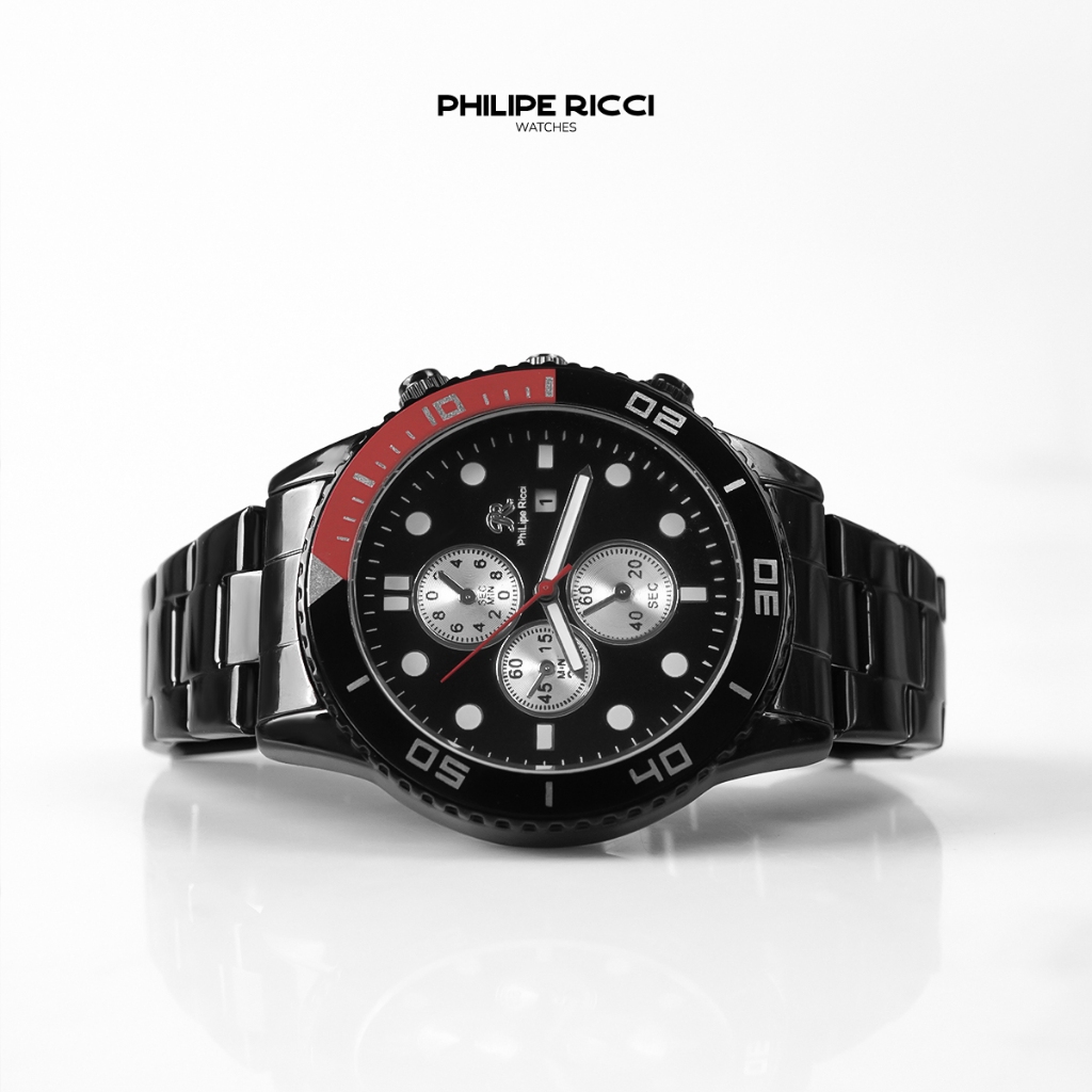 Jual PhiLipe Ricci Jam Tangan Pria Rantai Besi Hitam Keren Analog ...