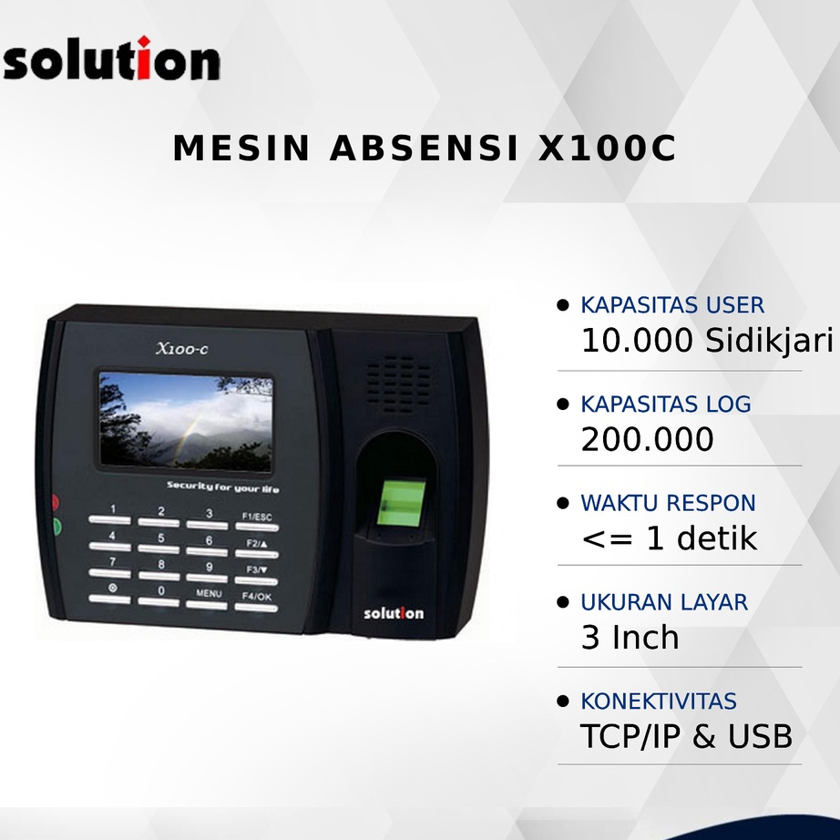 Jual Solution X100-C Mesin Absensi Fingerprint x100c sidik USB flash ...