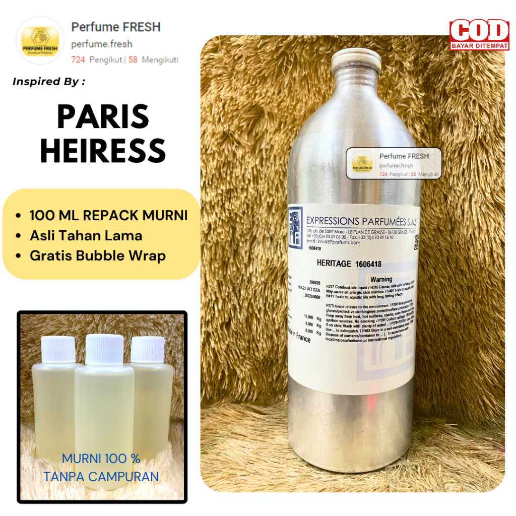 Jual Bibit Parfum PARIS HEIRESS Repack 100 ML MURNI EXPRESSIONS ...