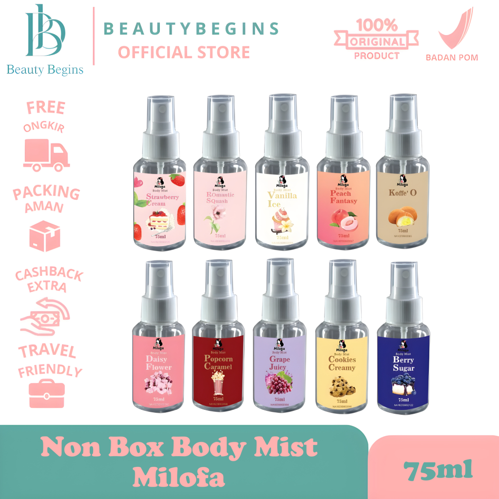 Jual BB - [BPOM] NB Body Mist Popcorn Milofa 75ml / NB Parfum Body Mist ...