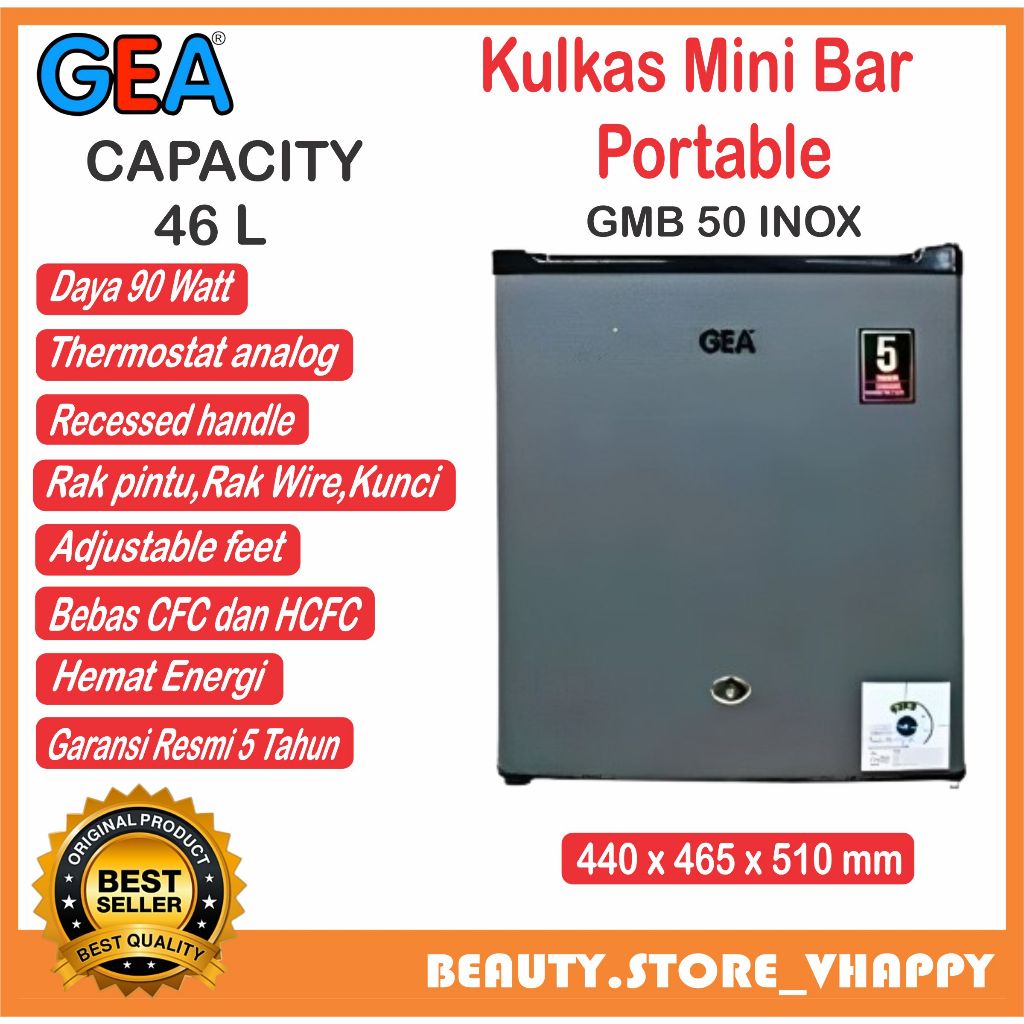 Jual Kulkas minibar GEA 46 ltr GMB-50 GMB 50 ( Matt grey / Inox ...