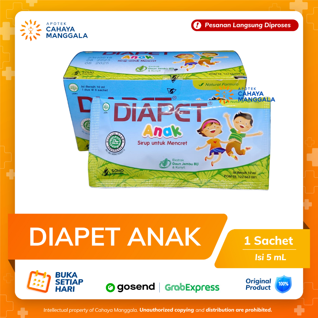 Jual DIAPET ANAK SIRUP SACHET UNTUK MENCRET PER BOX 6 SACHET | Shopee ...