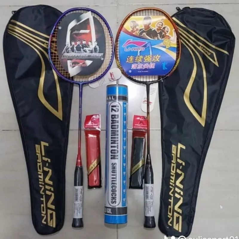 Jual PAKET RAKET BADMINTON SIAP PAKAI ( FREE TAS DAN SHUTTLECOCK ...