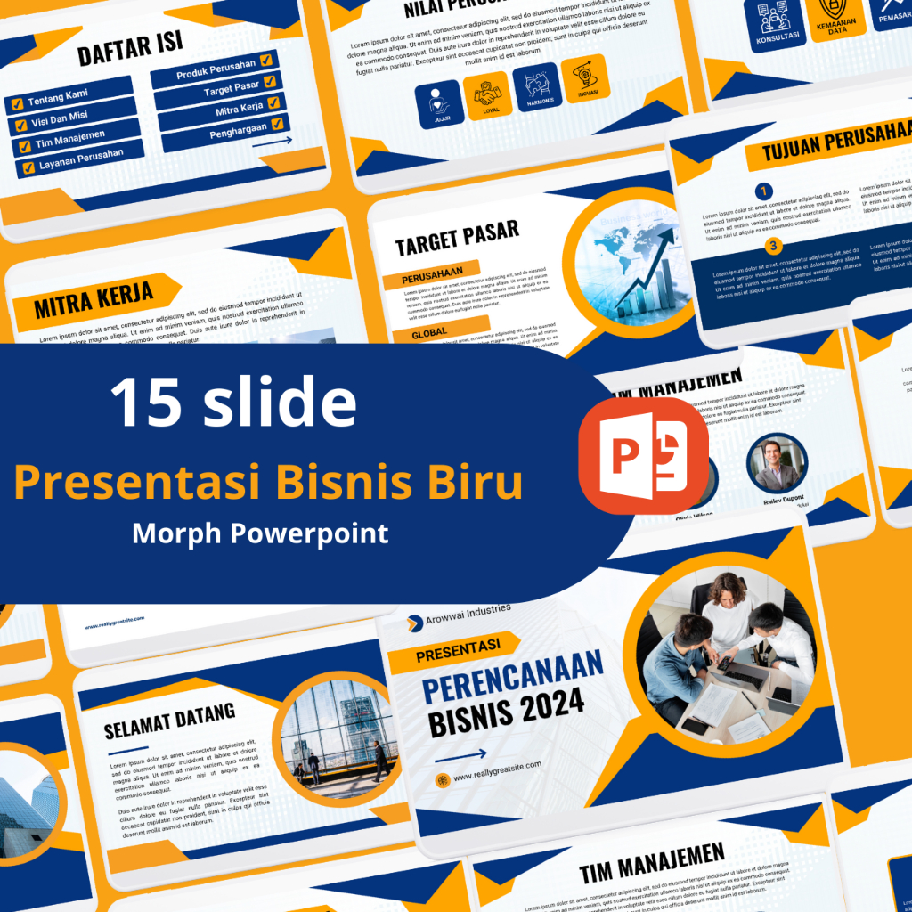 Jual Presentasi Bisnis Biru Powerpoint - Template Presentasi Bisnis Profesional | PPT Morph ...