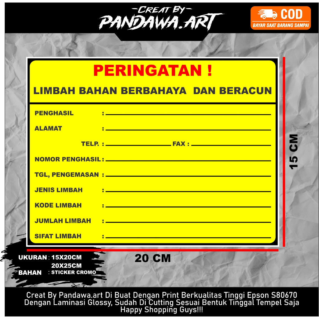 Jual Stiker Label Limbah B3 | Hazardous Material Label Bahan Cromo ...