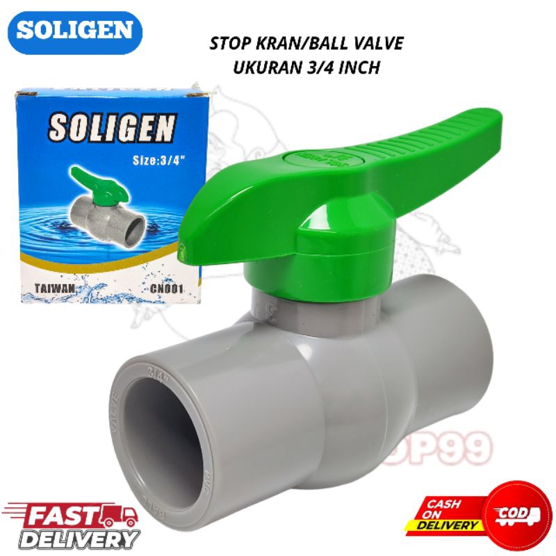 Jual Ball Valve PVC 3/4"Soligen/Stop kran pvc 3/4"inci merek Soligen ...