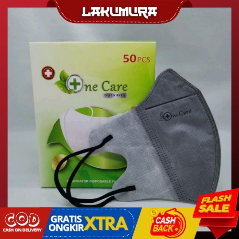 Jual MASKER DUCKBILL ONE CARE 4 PLY ABU-ABU ORIGINAL DISPOSABLE FACE ...