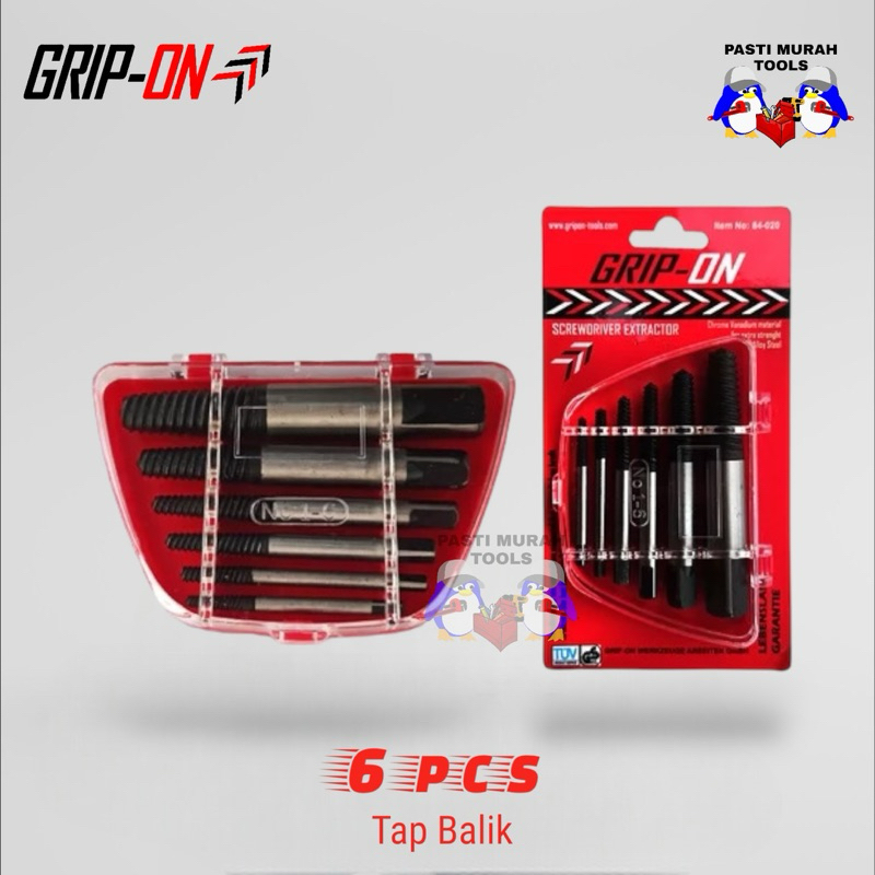 Jual GRIP ON 6 PCS HAND TAP BALIK PEMBUKA BAUT RUSAK - SCREW EXTRACTOR SET | Shopee Indonesia