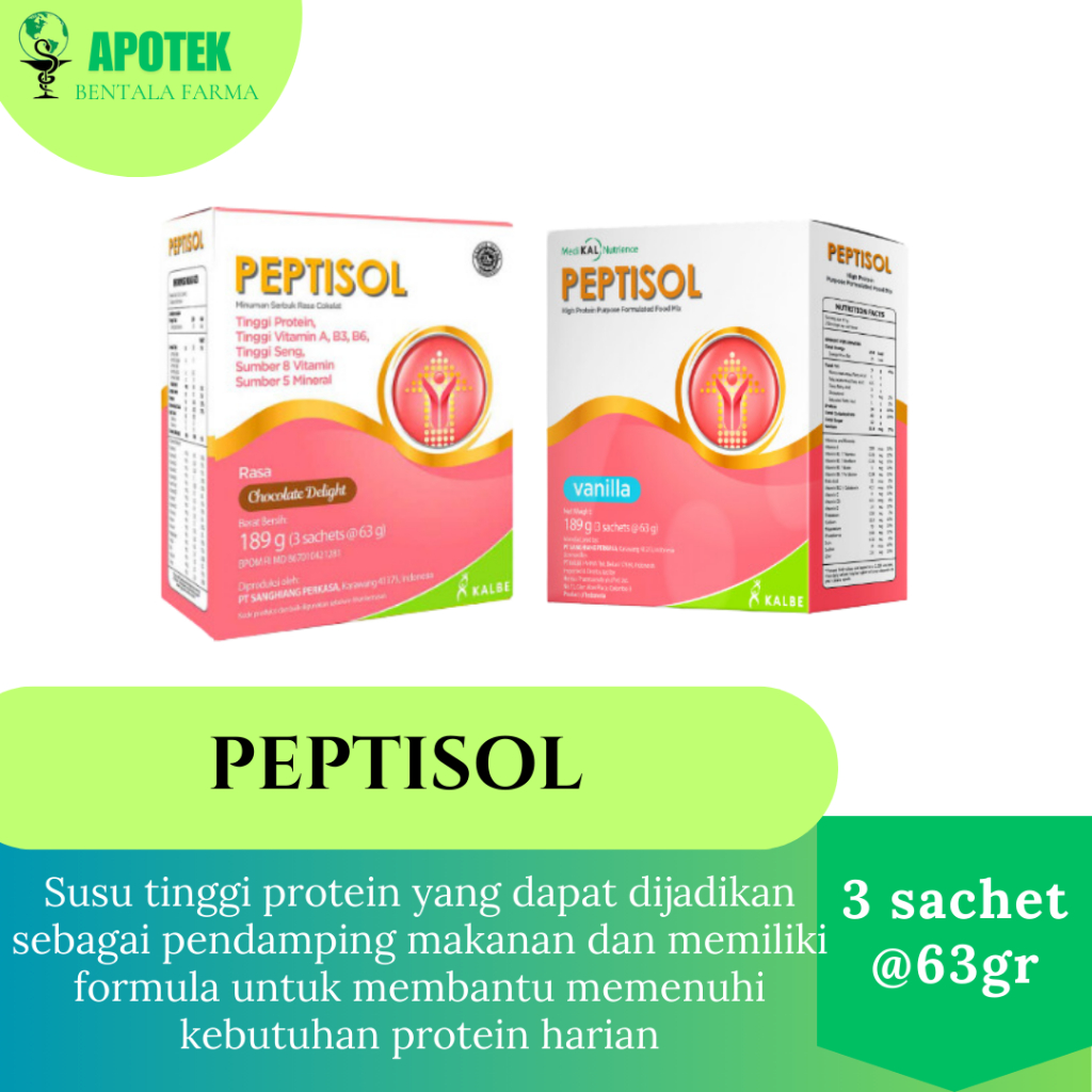 Jual PEPTISOL Susu Nutrisi 189g 3 Sachet 63g | Shopee Indonesia