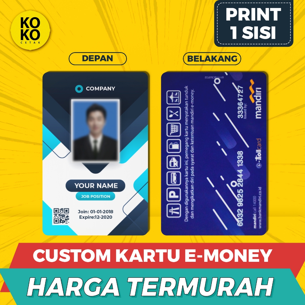 Jual Etoll E-toll Emoney E-money Custom Print 1 Muka, Foto EMONEY 1 ...