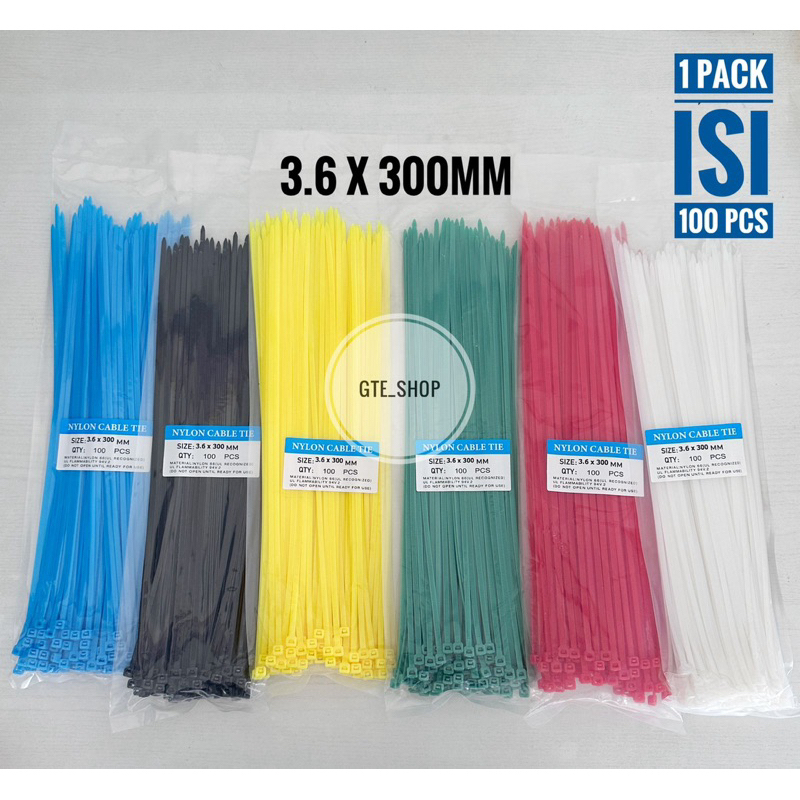 Jual Kabel Ties Warna 30cm (300mm) PROMO TERMURAH Cabel Tie Warna 3.6 x 300mm 1 Pack Isi 100pcs ...