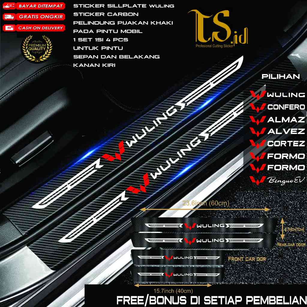 Jual 4 Pcs Sticker sill plate carbon pelindung pijakan kaki pintu mobil ...