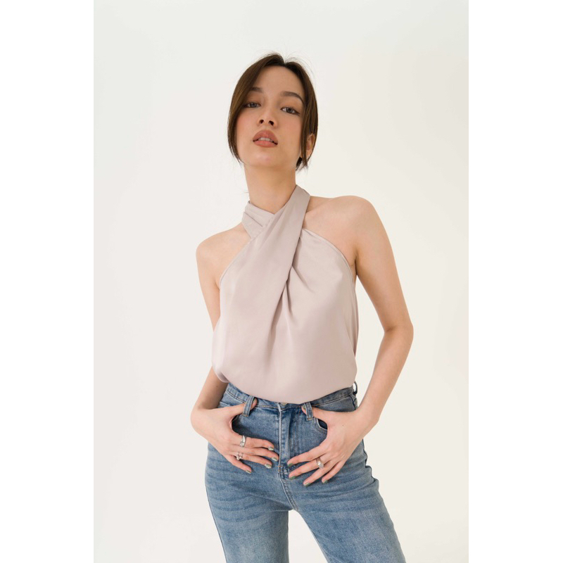 Jual EASE - Mon Chéri Top | Satin Halter Multiway Top | Atasan Satin ...