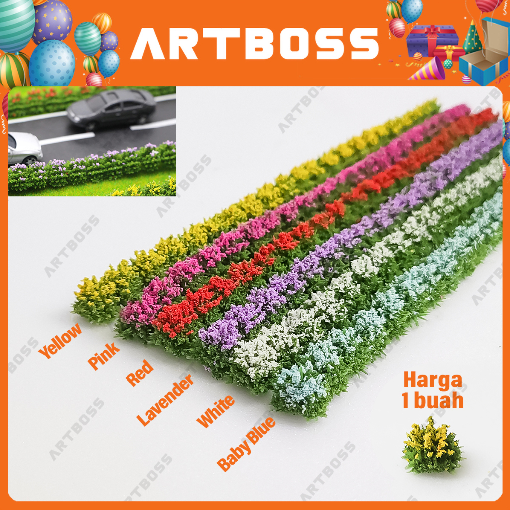 Jual ARTBOSS Semak Bunga Plastik Maket Miniatur Plastic Flower Grass ...