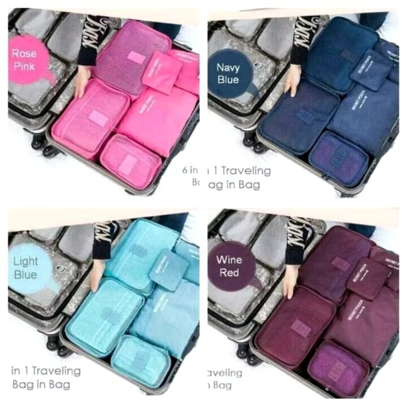 Jual 6 in 1 bag travel mate set storage organizer koper tas penyimpanan ...
