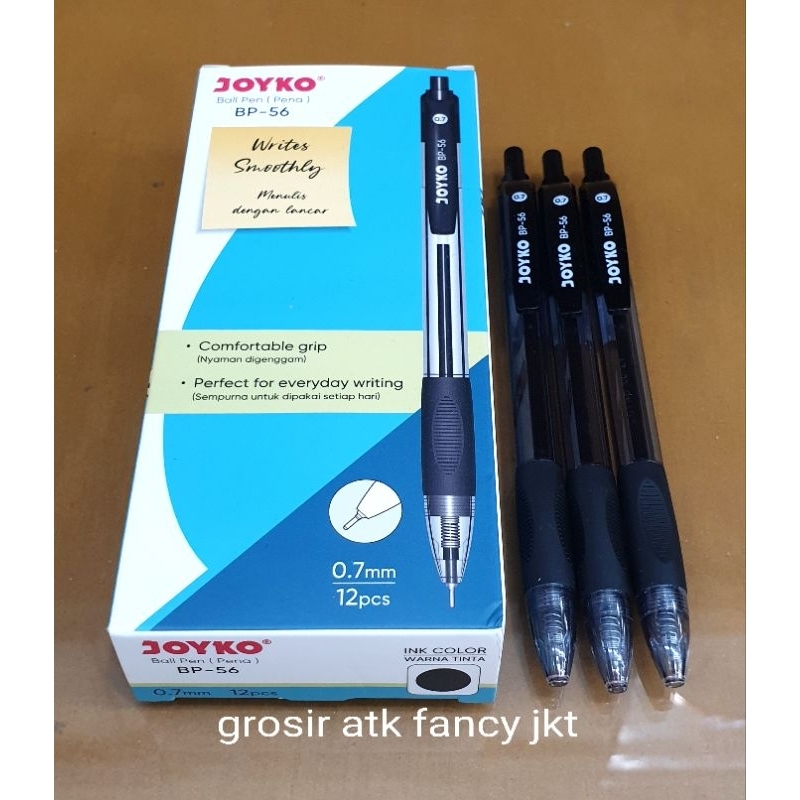 Jual ( 12 buah ) Pulpen BP 56 Joyko 0.7 mm BP-56 Semi Needle Tip ( jarum / runcing / lancip ...