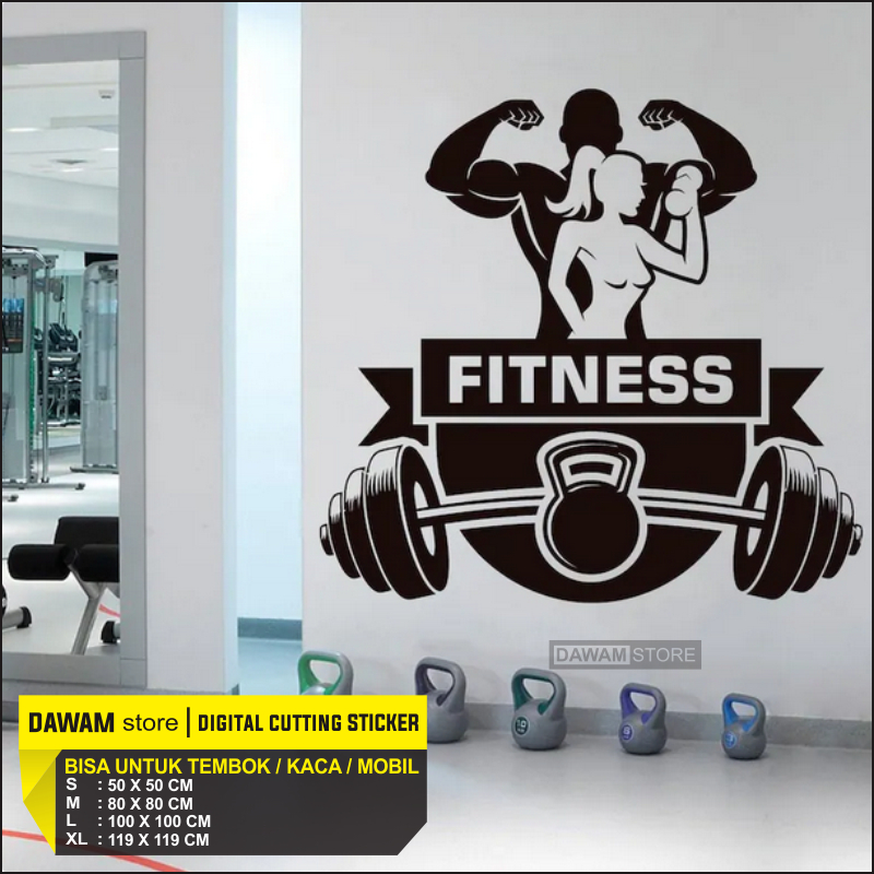 Jual Stiker Dinding Home Gym Fitnes Wall Stiker Kaca Perlengkapan Alat ...