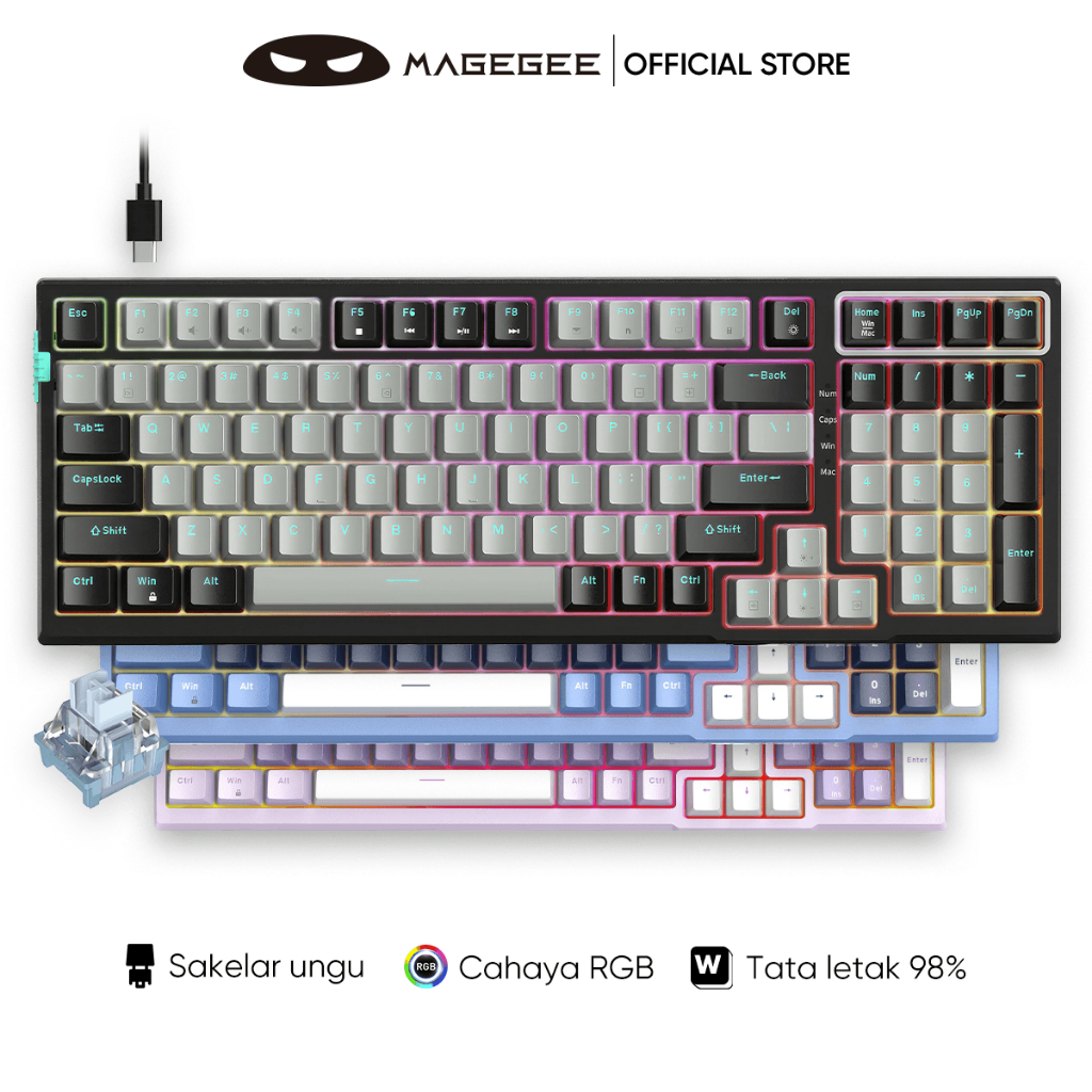 Jual MAGEGEE Mechanical Keyboard Gaming Wired Customized Replaceable ...