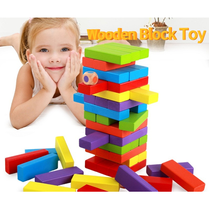 Jual Blok kayu klasik, blok bangunan berwarna, blok bangunan menumpuk ...