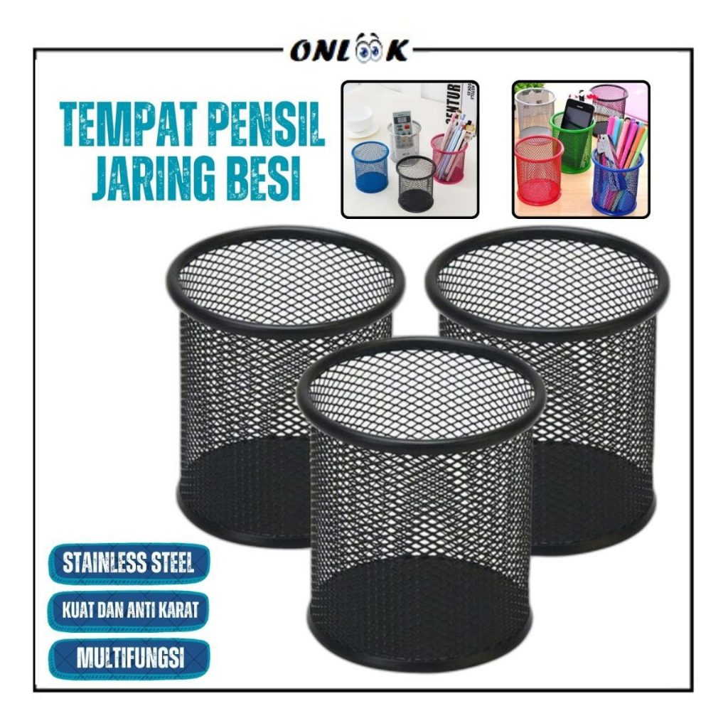Jual Tempat Pensil Jaring Besi Serbaguna / Pen Holder Multifungsi ...