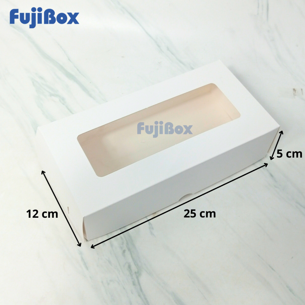 Jual (10 Pcs) Fuji Box Dus Kotak Kue Ivory 12 cm x 25 cm x 5 cm Putih ...