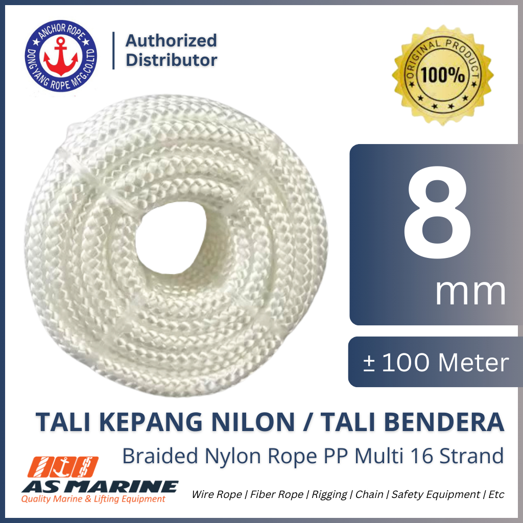 Jual Tali Nilon Kepang / Tali Bendera 8 mm x 100 Meter Braided Nylon ...