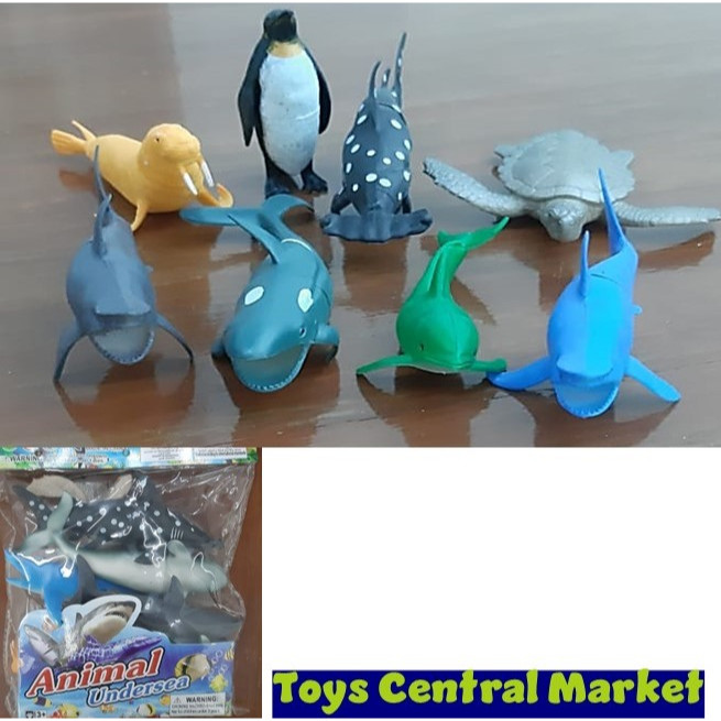 Jual Mainan binatang laut animal undersea vinyl plastik isi 8pcs ...