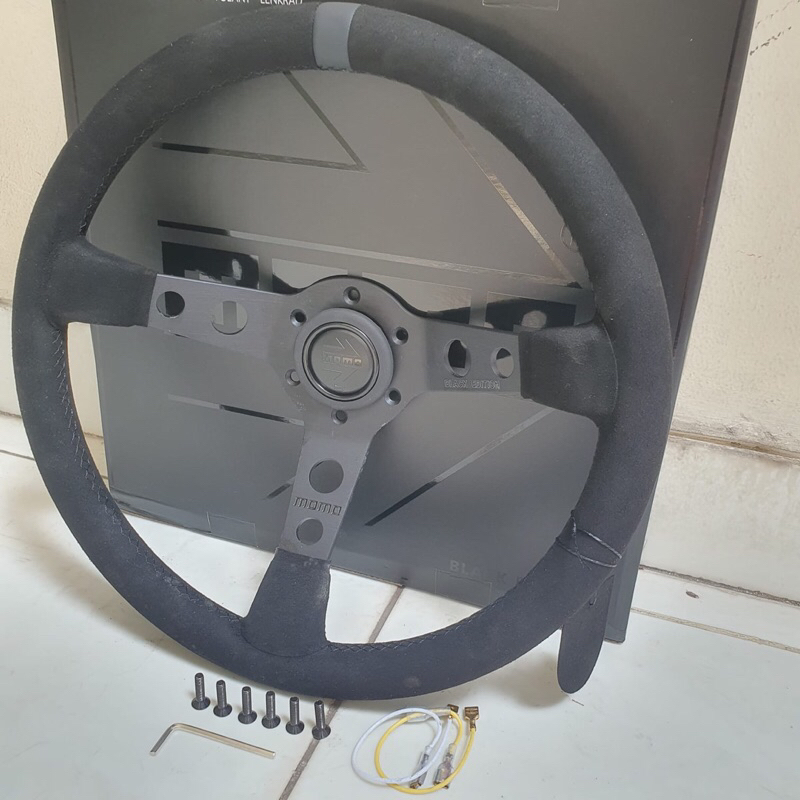 Jual Steer Momo MOD 07 Black Edition Suede Leather 14 inch Stir Racing ...