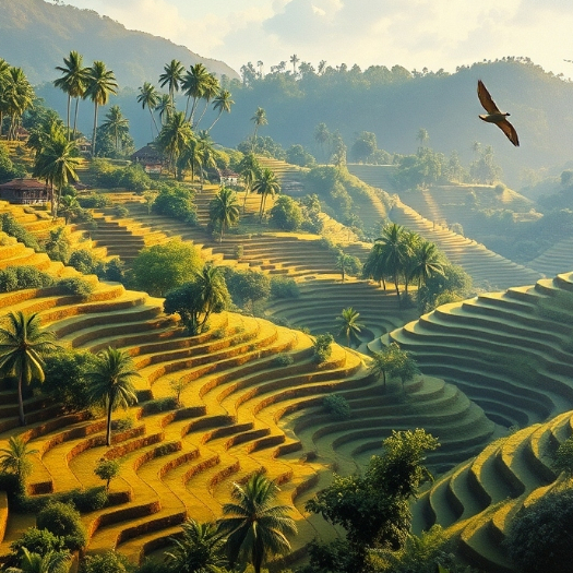 Jual Lukisan Lanskap Terasering Ubud Bali dengan Pemandangan Alam yang ...
