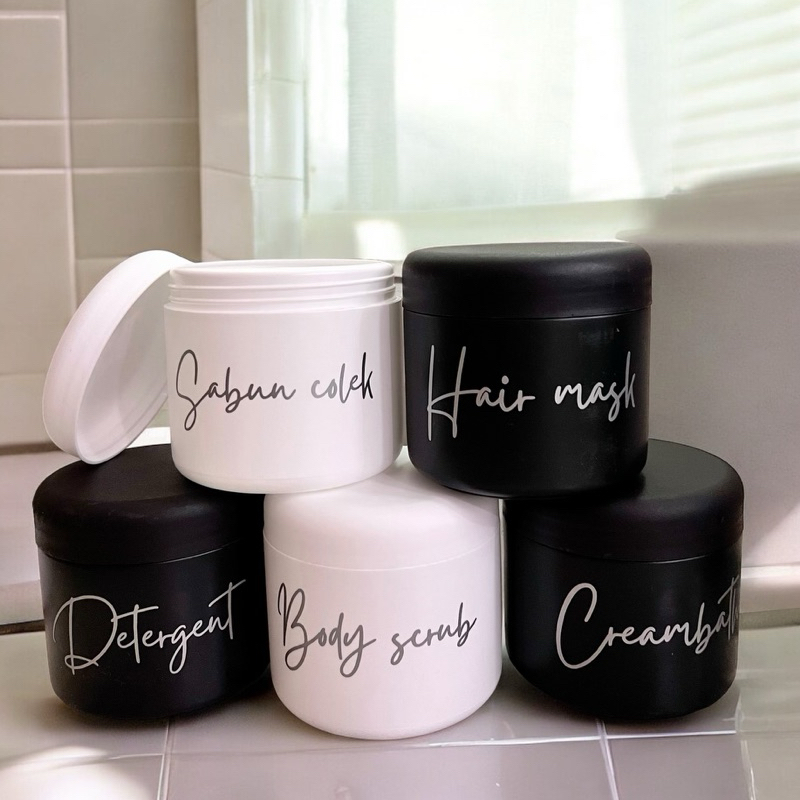 Jual TEMPAT LULUR JAR 500ML HITAM PUTIH SILVER EDITION wadah sabun ...