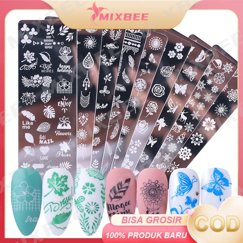 Jual 1 Set Pelat Cetak Kuku Manicure Transfer Template Bunga Kuku Kuku ...