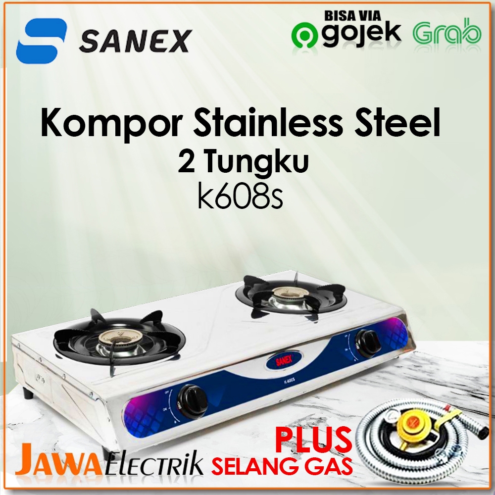Jual Kompor Gas Sanex 2 Tungku K-608S Stainless Steel | Shopee Indonesia