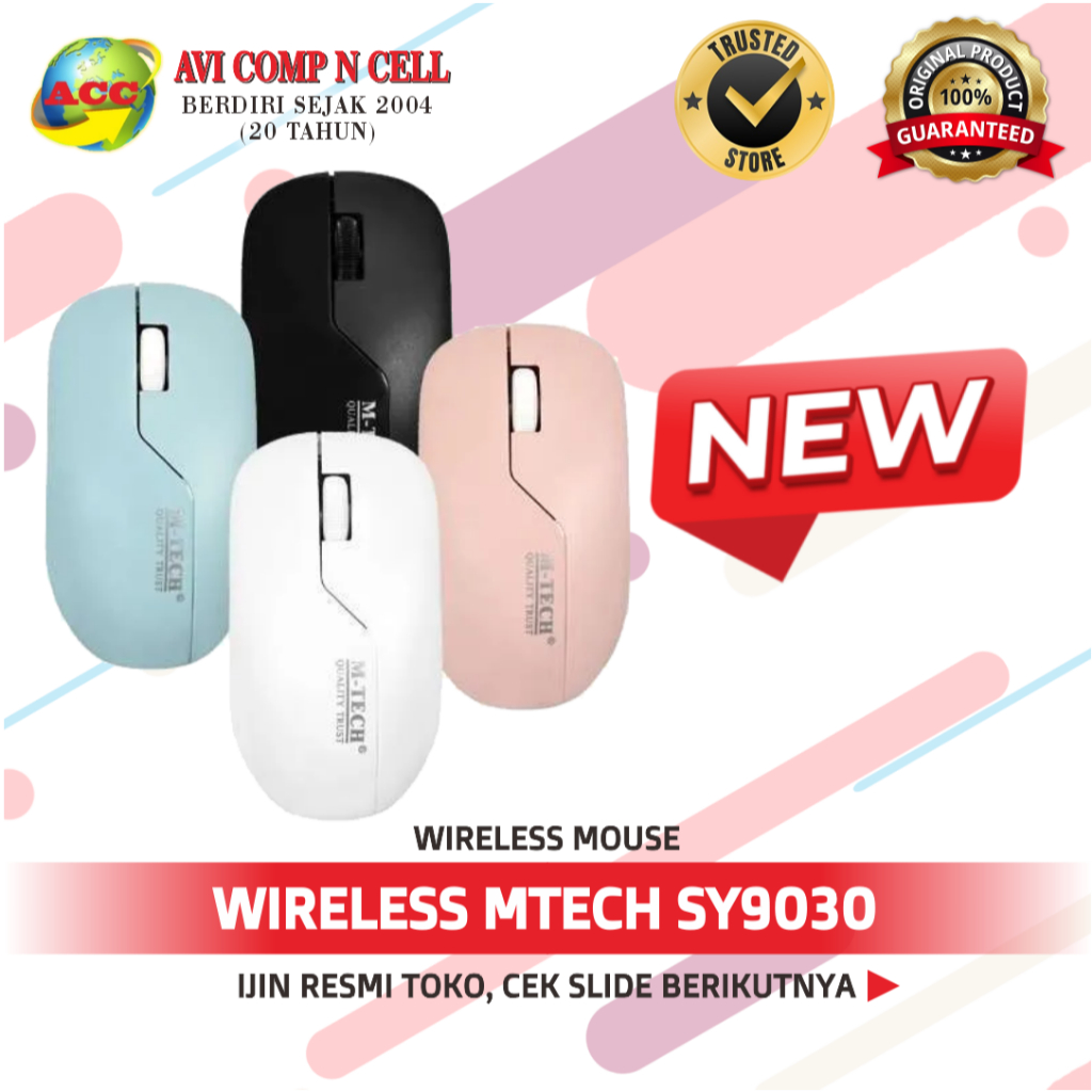 Jual Mouse wireless M-Tech SY9030 Black, White, Biru, Pink | Shopee ...