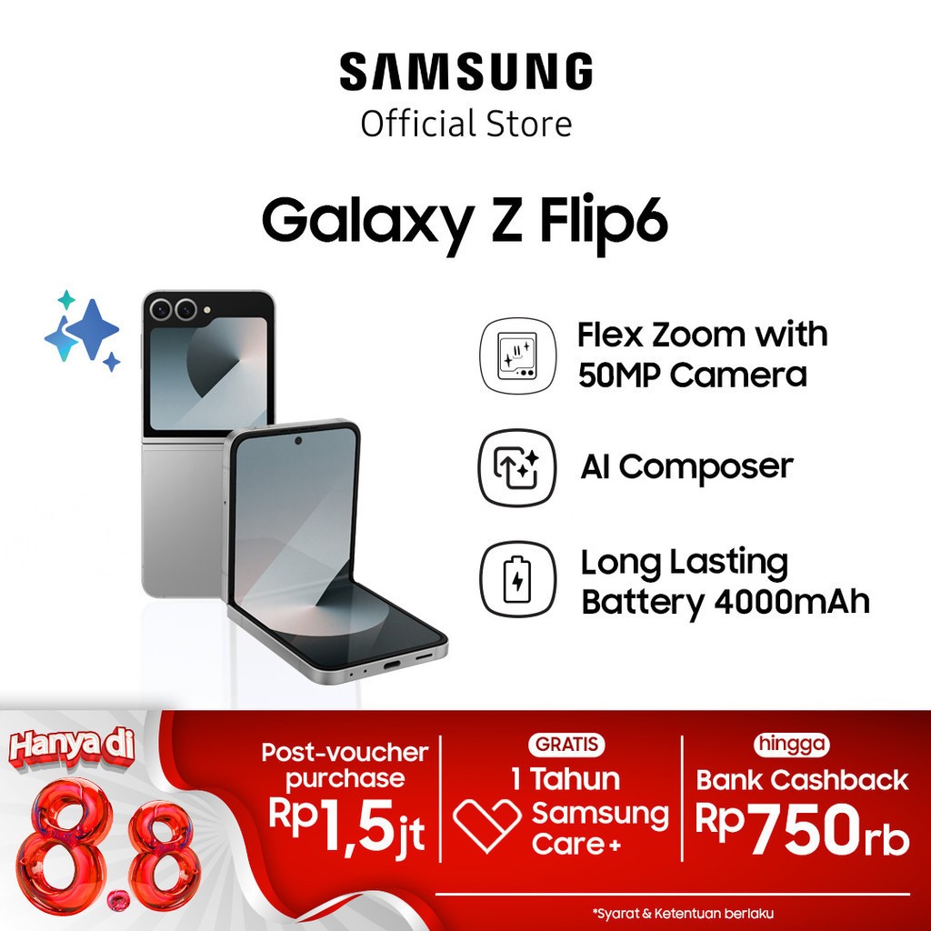 Jual Samsung Galaxy Z Flip6 12/512GB - Silver Shadow, Smartphone AI ...