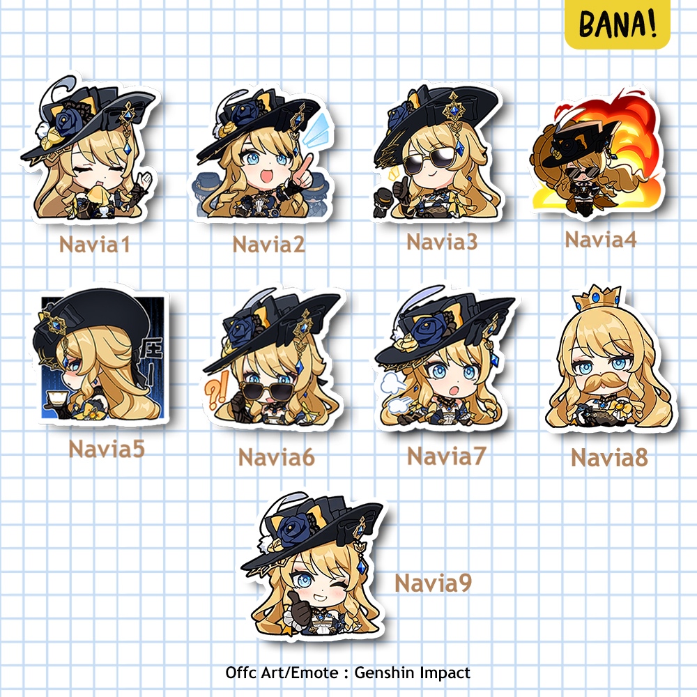 Jual Stiker NAVIA SATU PAKET Genshin Impact Anime Vinyl Waterproof ...