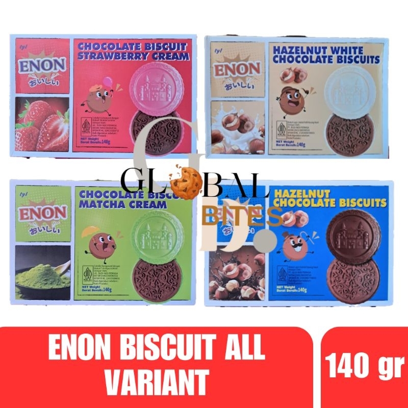 Jual Enon Chocolate biscuit Hazelnut Matcha Strawberry White Chocolate ...