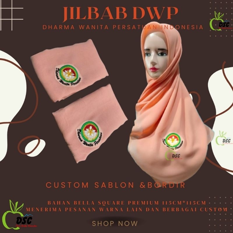 Jual Jilbab DWP /Dharma Wanita Persatuan Premium Logo DWP dan Tulisan ...
