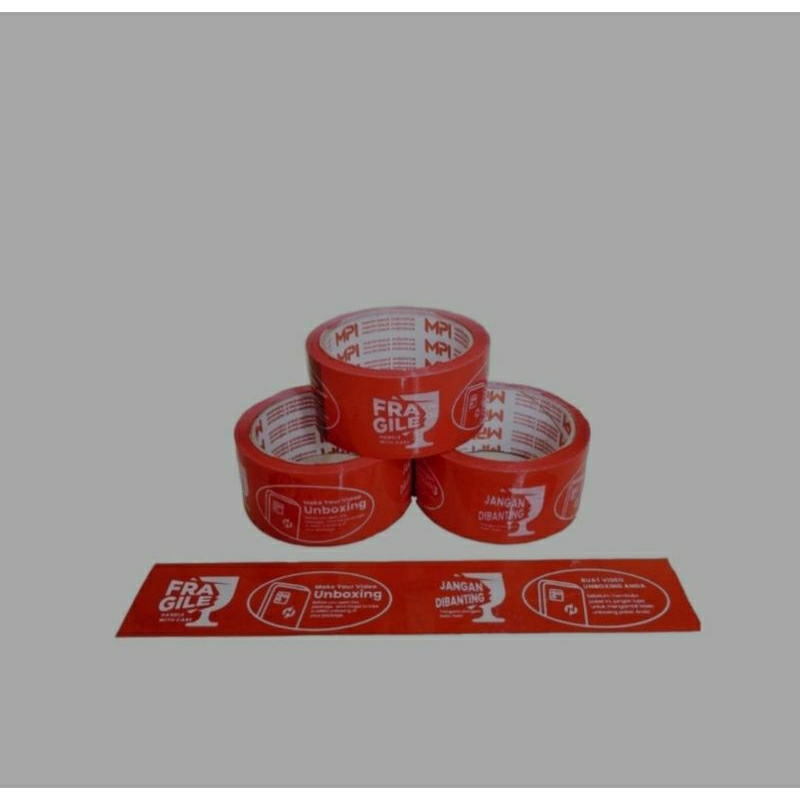 Jual LAKBAN FRAGILE MERAH 2 INCH 48 MM BRAND MPI | Shopee Indonesia