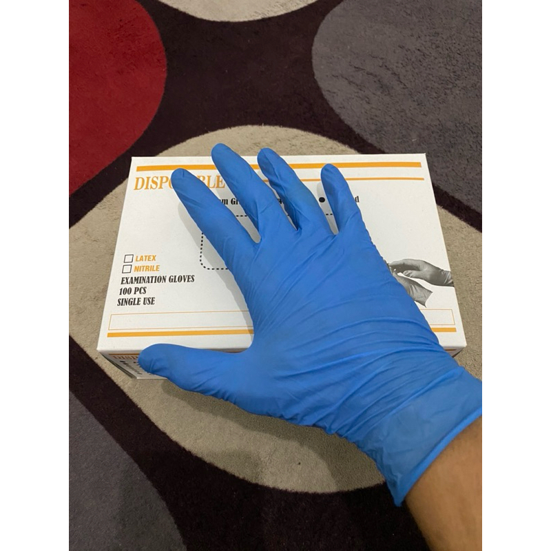 Jual Sarung Tangan Nitrile BLUE/BIRU Tebal Super Kuat untuk medis dan ...