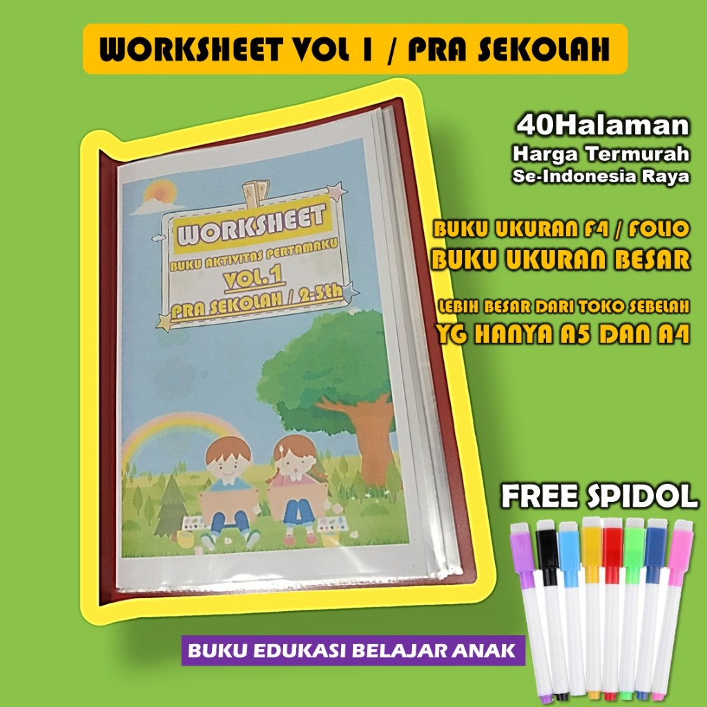 Jual (40 HALAMAN FOLIO/F4) VOL 1 Buku Belajar Anak 3 4 5 6 7 Tahun Pra ...