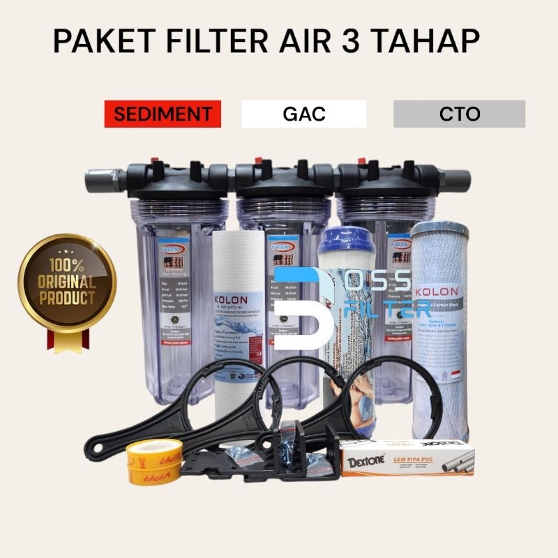 Jual PAKET FILTER AIR SUMUR ATAU PDAM 3 TAHAP / PAKET HOUSING FILTER ...