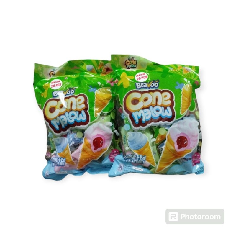 Jual cone malow marsmallow ice cream manis lunak candy satu pak isi 20 ...