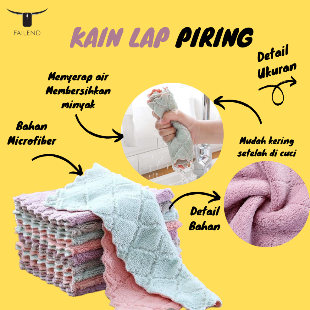 Jual Kain Lap Piring Anti Minyak Bahan Microfiber Untuk Cuci Piring ...