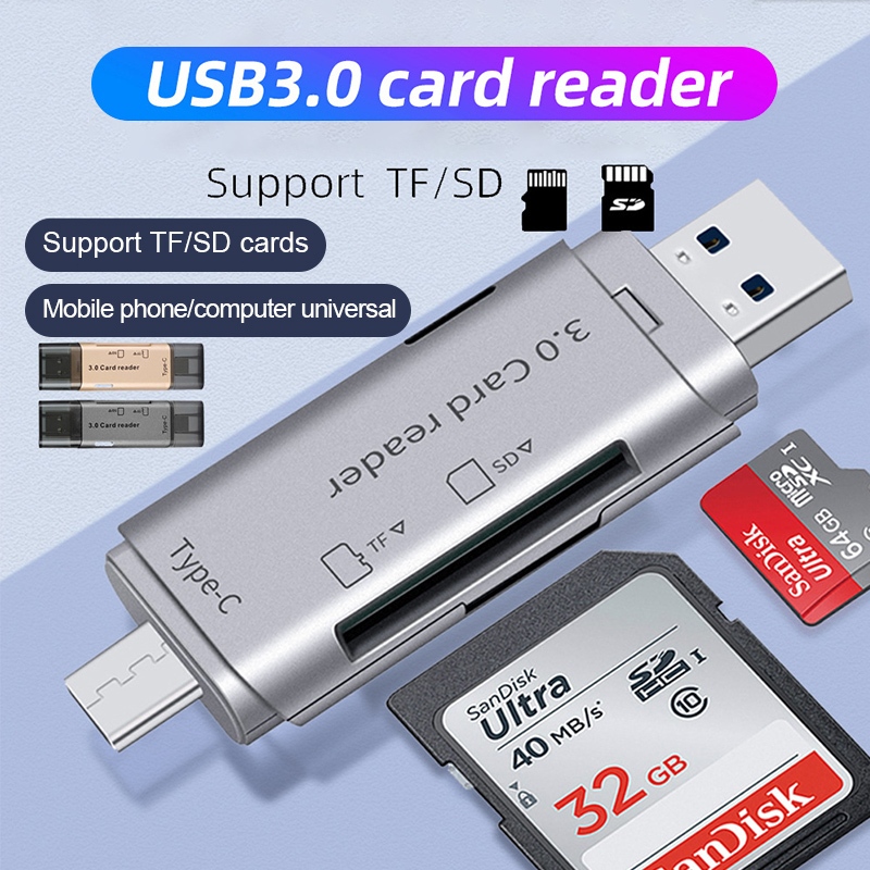 Jual 4 in 1 Card Reader High-Speed Smart USB 3.0 Metal Type C / Micro ...