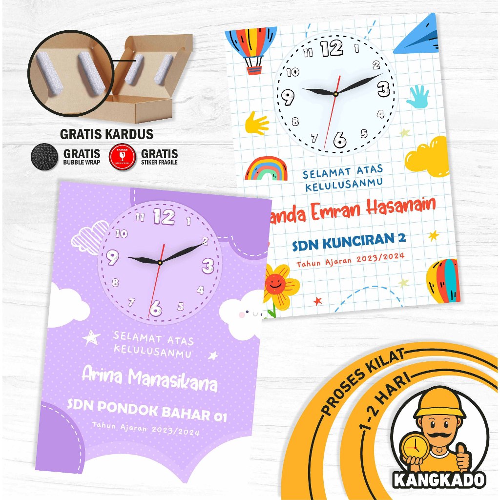 Jual JAM DUDUK UKURAN 15CM X 10CM HADIAH KELULUSAN SEKOLAH TK SD GIFT ...